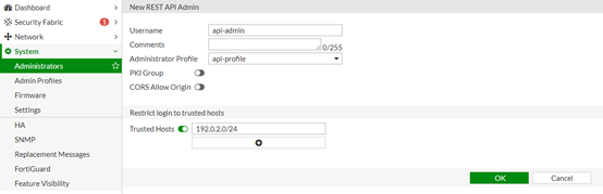 Connect FortiGate device via API Token | FortiConverter Tool 7.0.4 | Fortinet Document Library